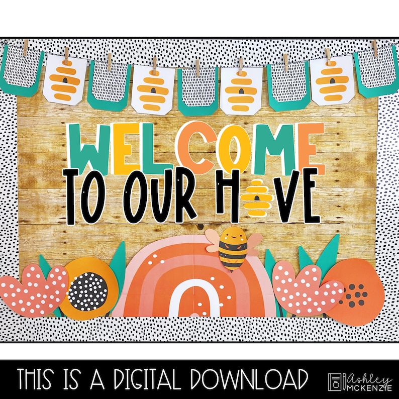 Honey Bee Classroom Decor Bright Classroom Bulletin Board Kit Editable ...