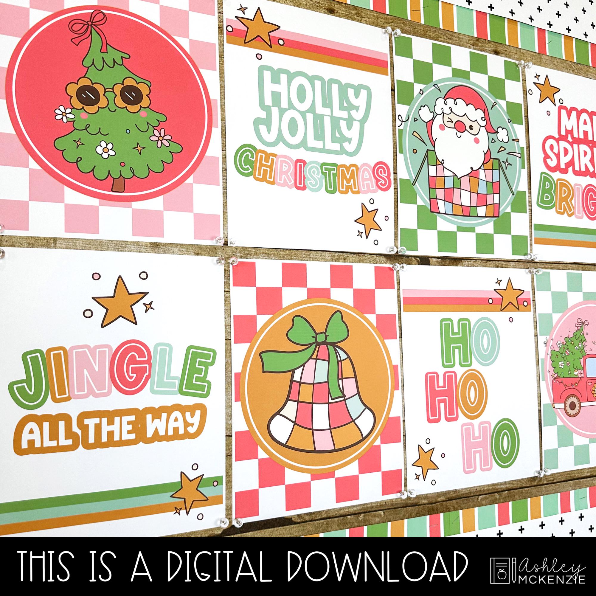Holly Jolly Christmas Bulletin Board Decor Bundle, Holiday Posters ...