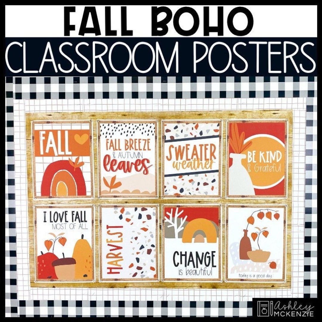 Fall Boho Classroom Posters, Easy and Modern Autumn Classroom ...