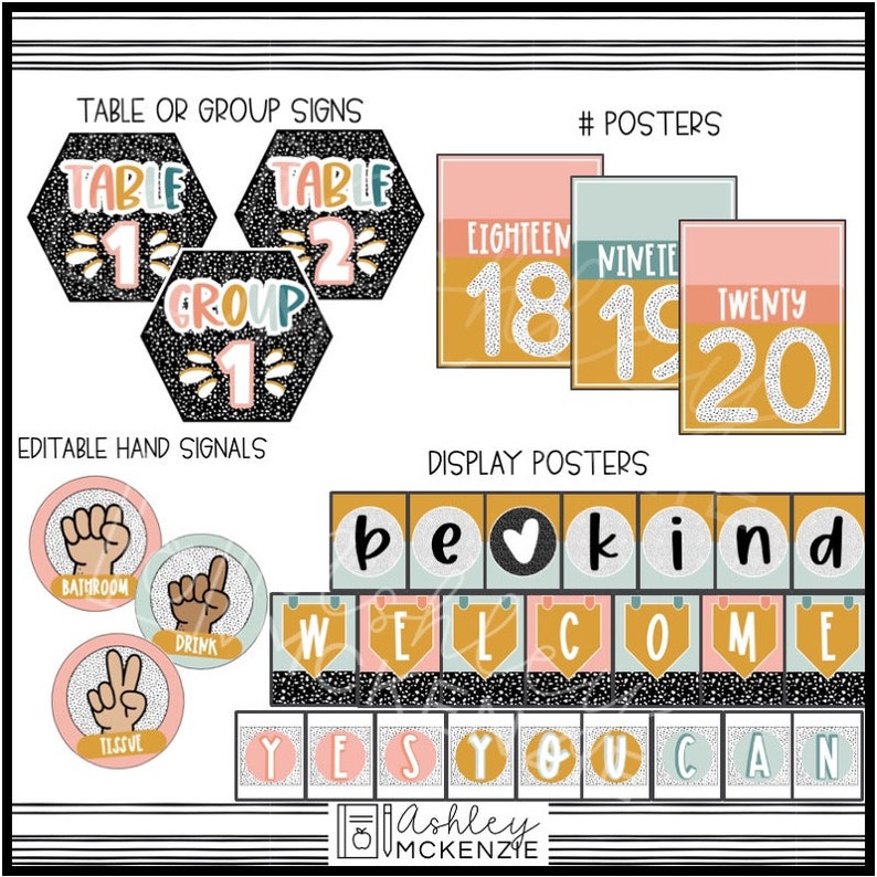 Calm Terrazzo Classroom Decor Bundle Editable Calm Colors - Etsy