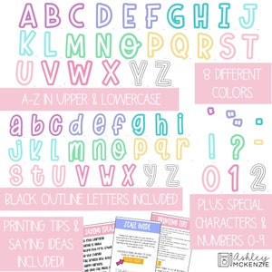 Pastel Colors A-Z Bulletin Board Letters, Punctuation, and Numbers ...