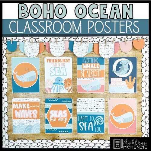 Boho Ocean Classroom Posters Easy and Modern Classroom - Etsy