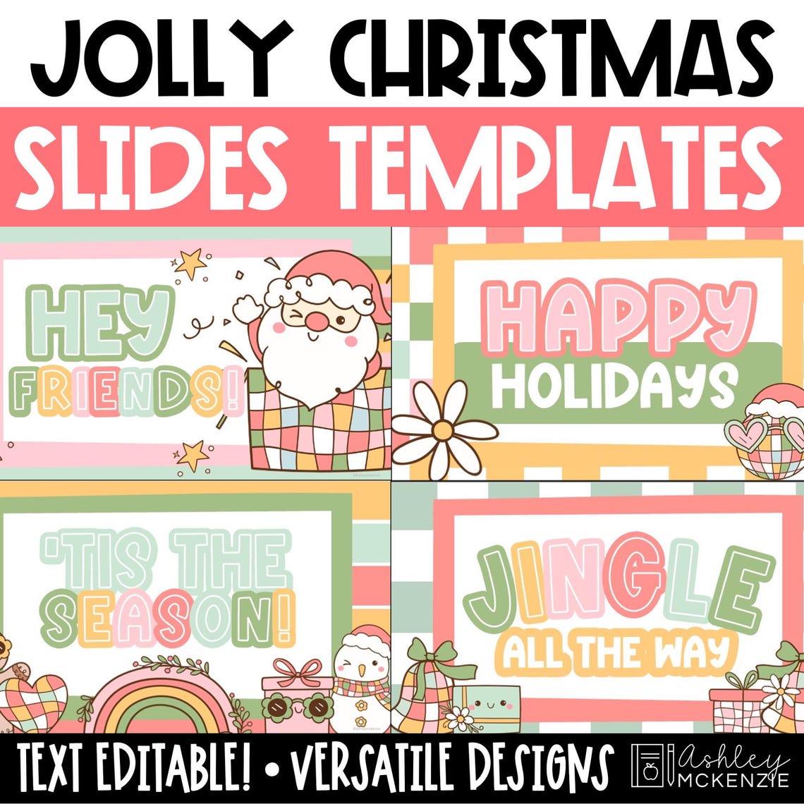 Holly Jolly Christmas Slide Templates, Winter Morning Slides, December ...