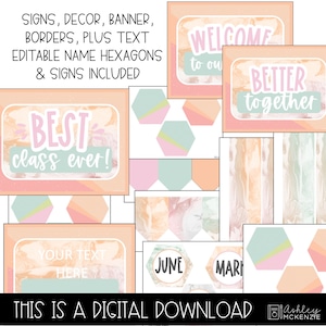 Marbled Pastel Classroom Door Decor Kit, Back to School, Easy and ...