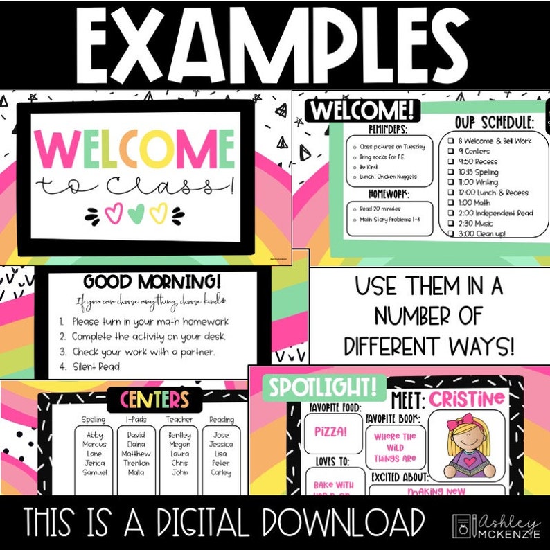 Rainbow Brights Google Slides and Powerpoint Templates Bright - Etsy