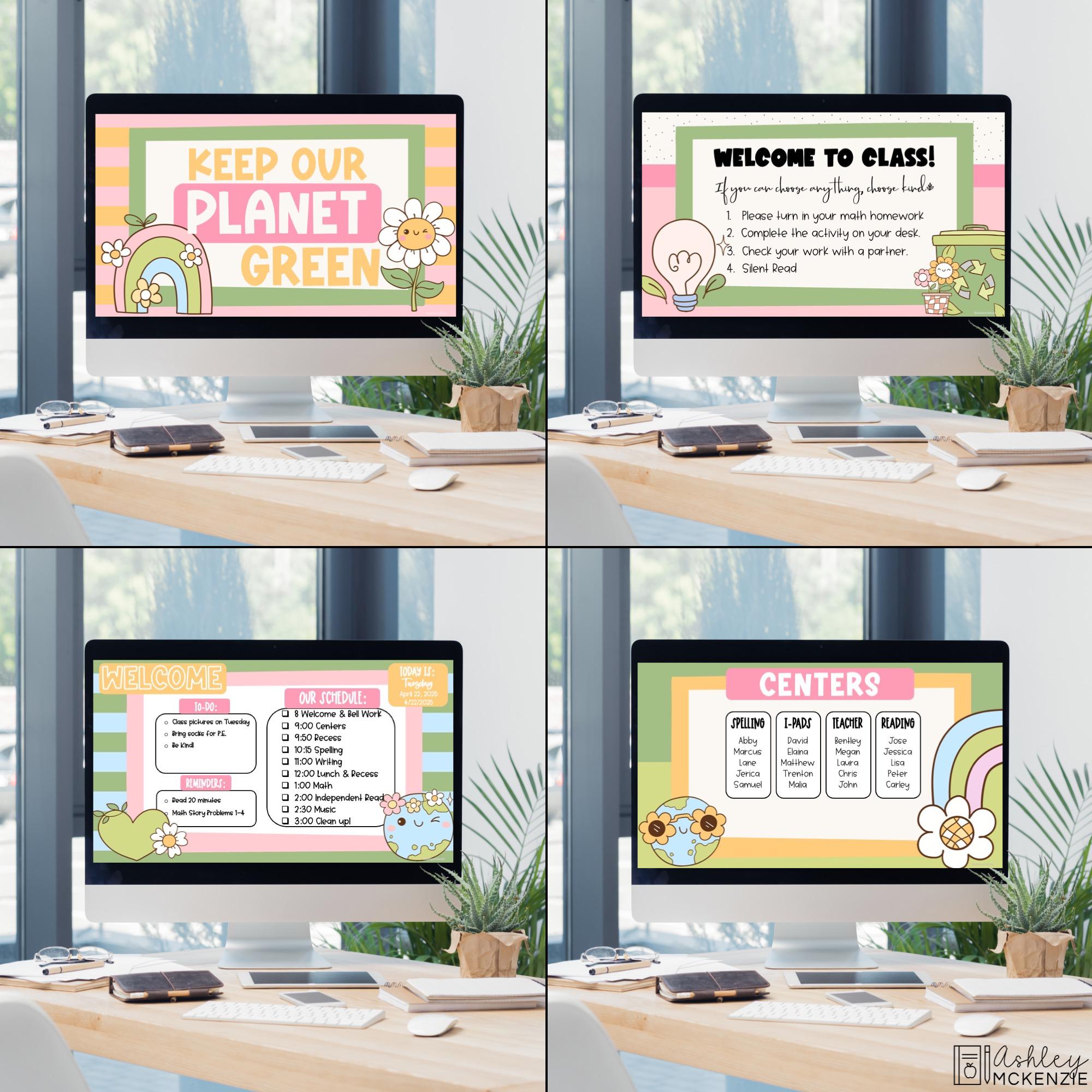 Class Slides, Earth Day Slide Templates, April Daily Slides, for Google ...