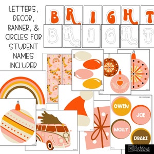 Christmas Retro Theme Bulletin Board Kit, Easy Holiday Classroom ...