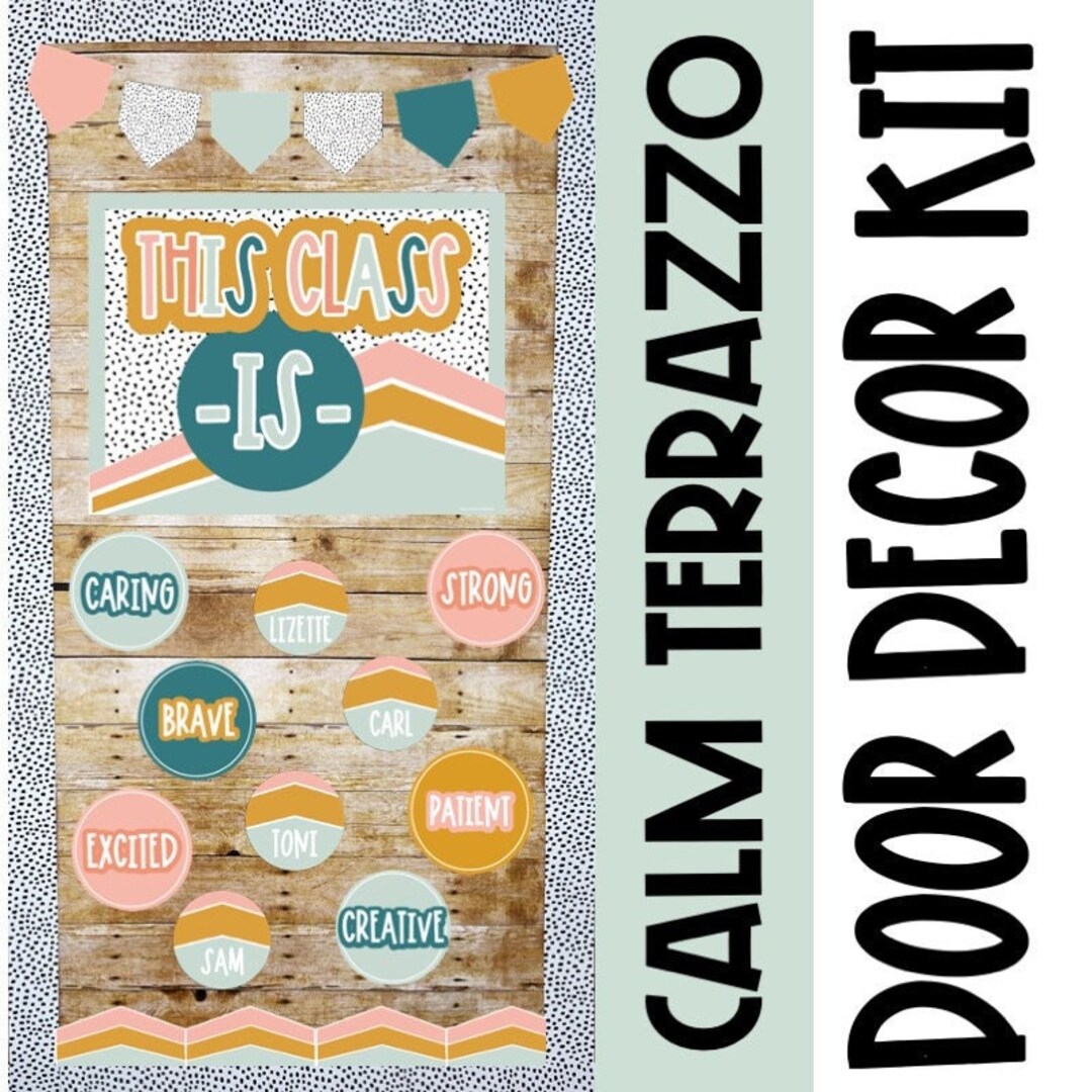 Calm Terrazzo Classroom Door Decor Kit, Back to School, Easy and Modern ...