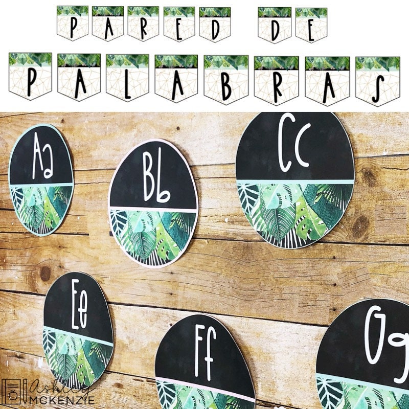 Modern Tropical Classroom Decor Bundle, Spanish Version, Back to School ...