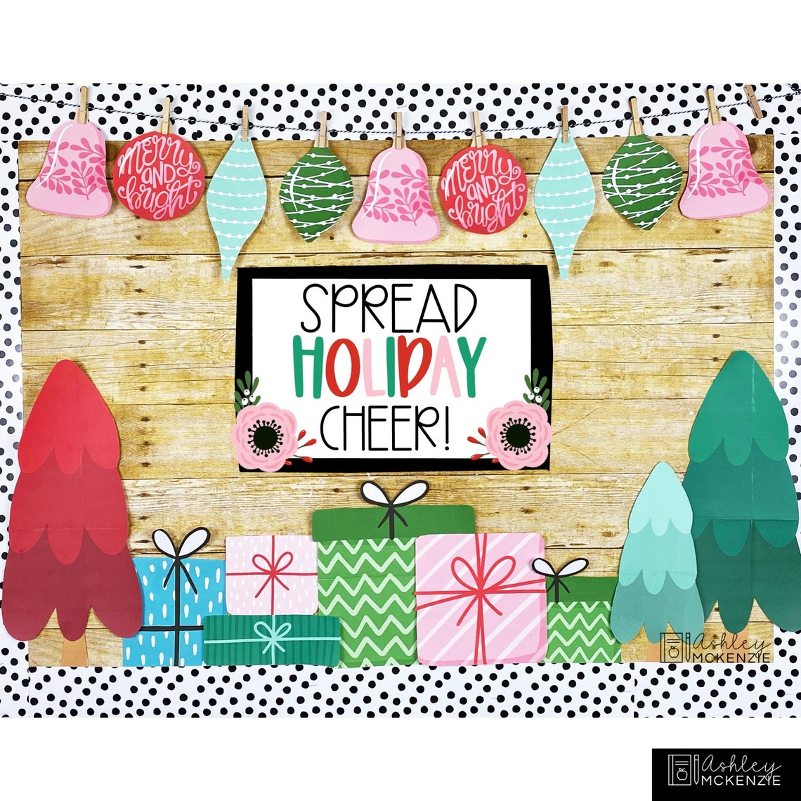Christmas Cheer Bulletin Board or Classroom Door Decor, Easy Holiday ...