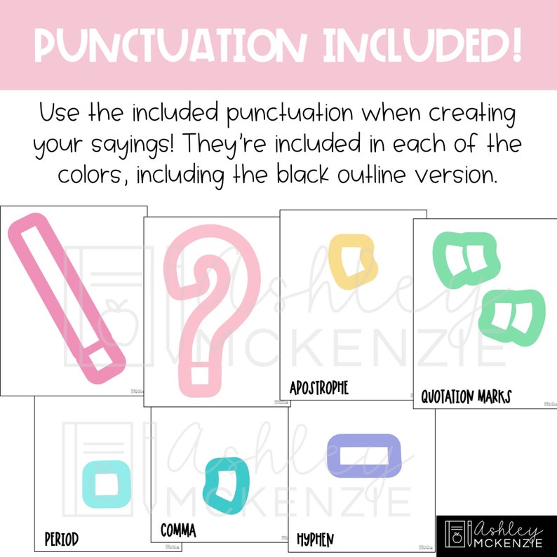 Pastel Colors A-Z Bulletin Board Letters, Punctuation, and Numbers ...