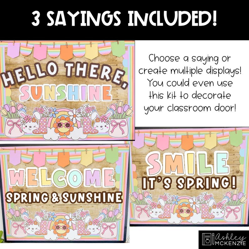 Pastel Spring Bulletin Board April Door Decor Sunshine Bulletin Board ...