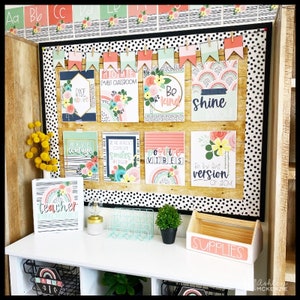 Boho Rainbow Flowers Classroom Decor Bundle Easy and Modern - Etsy