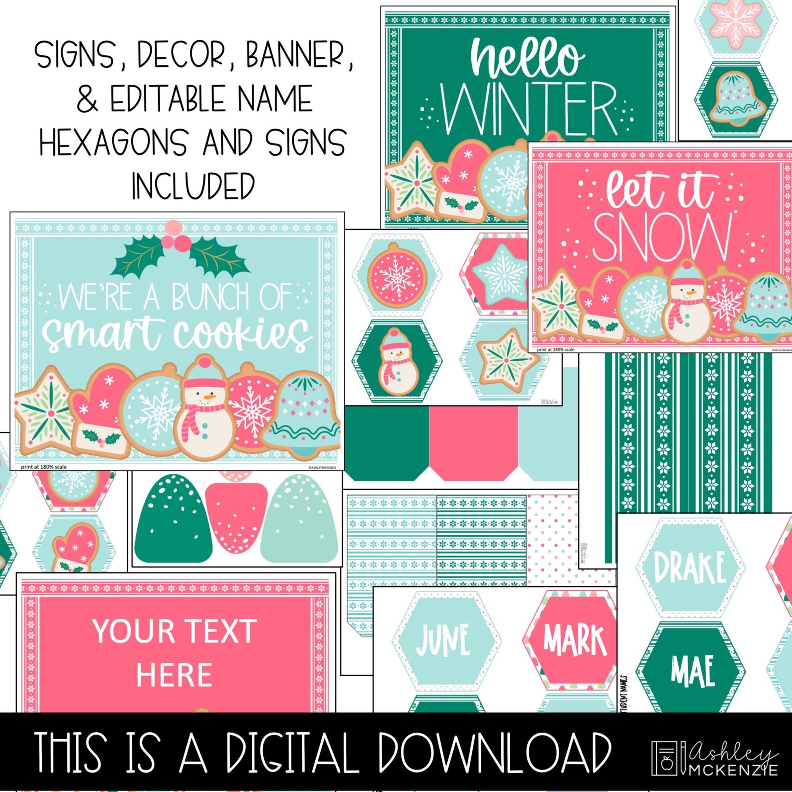 Winter Cookies Classroom Door Decor Kit Easy Holiday - Etsy