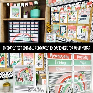 Boho Rainbow Flowers Classroom Decor Bundle, Easy and Modern Classroom ...