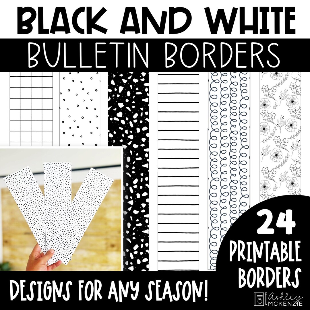 Printable Bulletin Board Borders Black and White Classroom Decor ...
