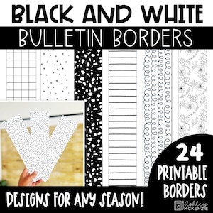 Printable Bulletin Board Borders Black and White Classroom Decor ...