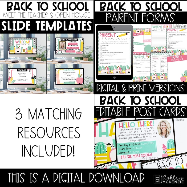 Welcome Back to School Open House Bundle Meet the Teacher Night Slides ...