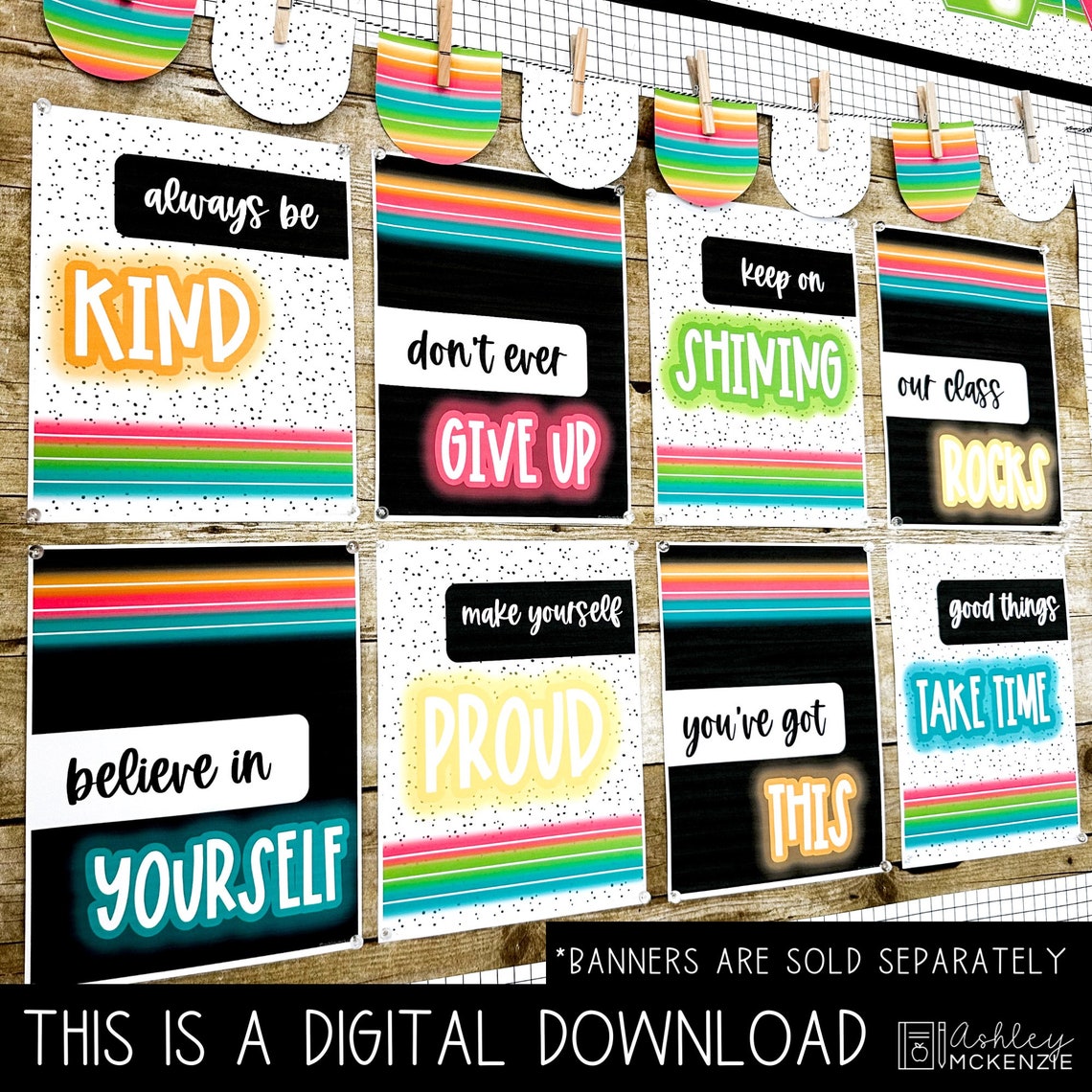 Neon Brights Classroom Posters, Easy and Modern Classroom Decorations ...