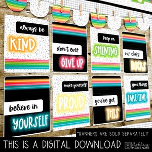 Neon Brights Classroom Posters, Easy and Modern Classroom Decorations ...