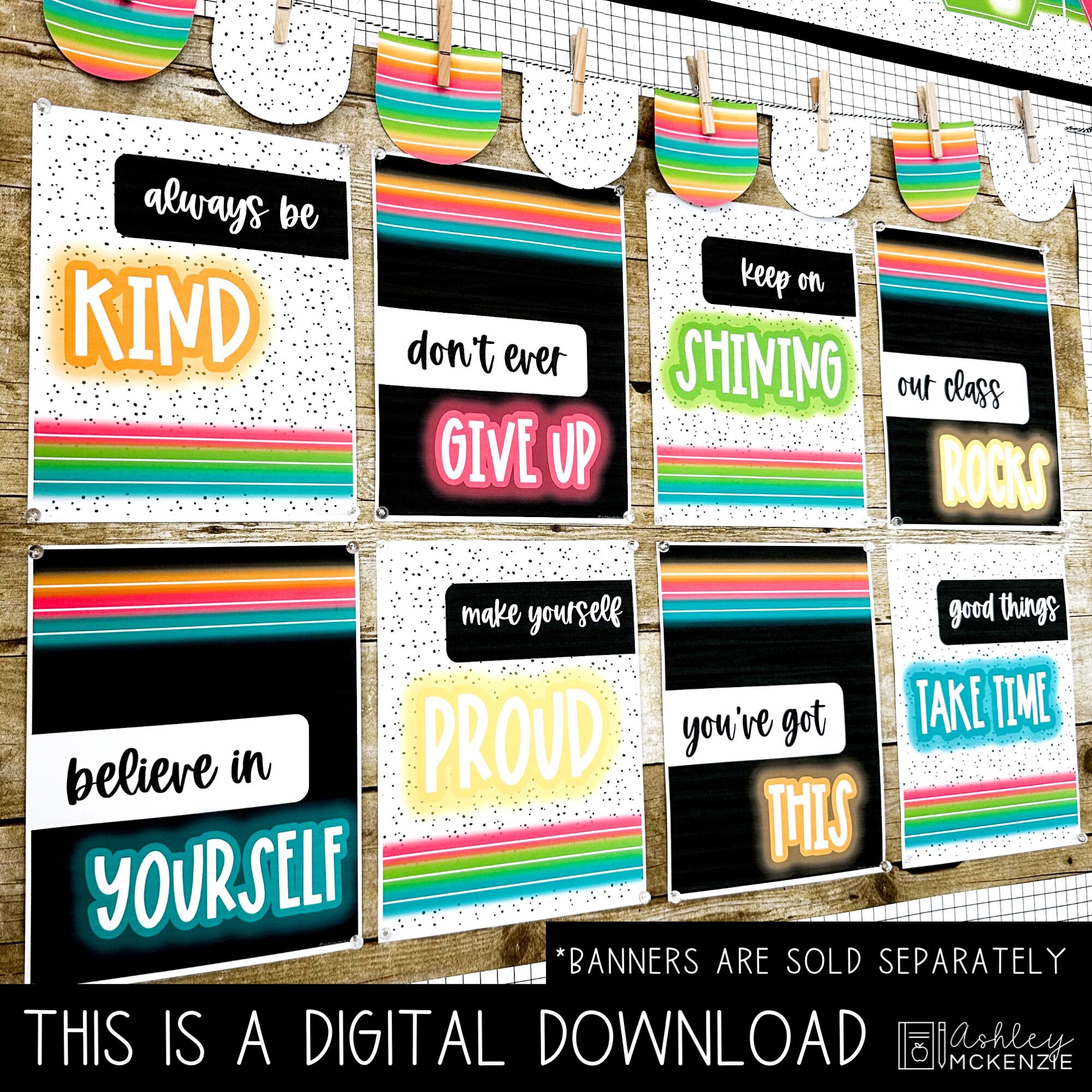Neon Brights Classroom Posters, Easy and Modern Classroom Decorations ...