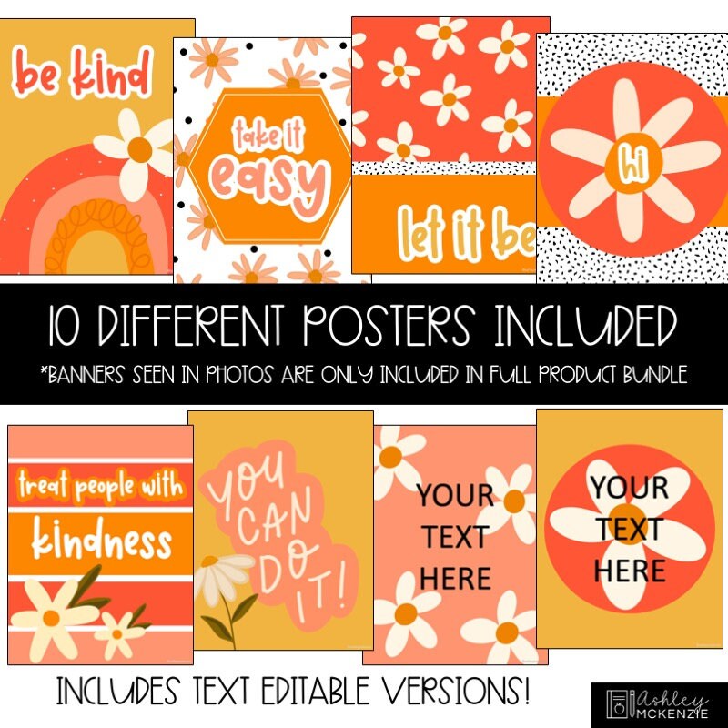 Daisy Themed Classroom Posters, Easy and Modern Classroom Decorations ...