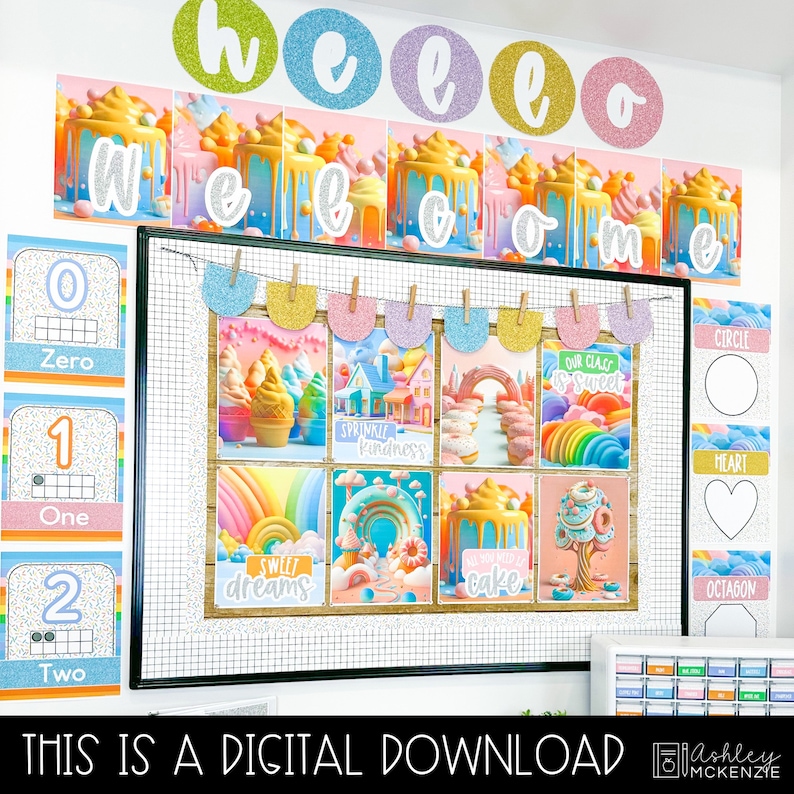 Pastel Classroom Decor Bundle Calm Colors Pastel Sweets Theme Editable ...