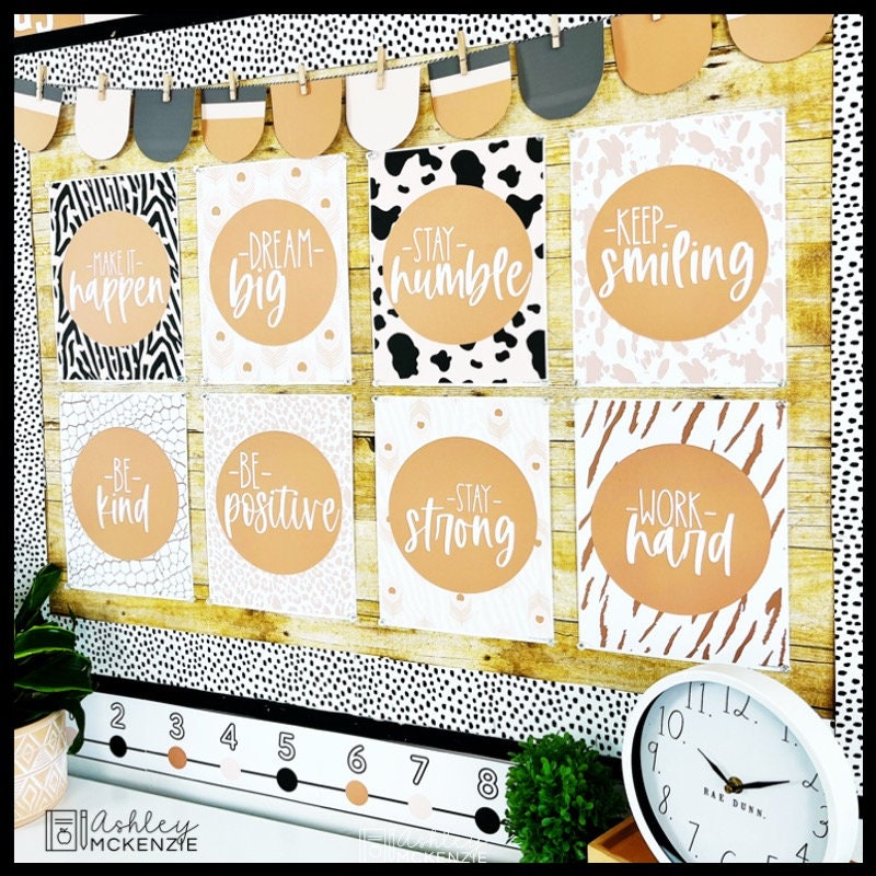 Boho Neutral Animal Print Classroom Posters Easy and Modern - Etsy