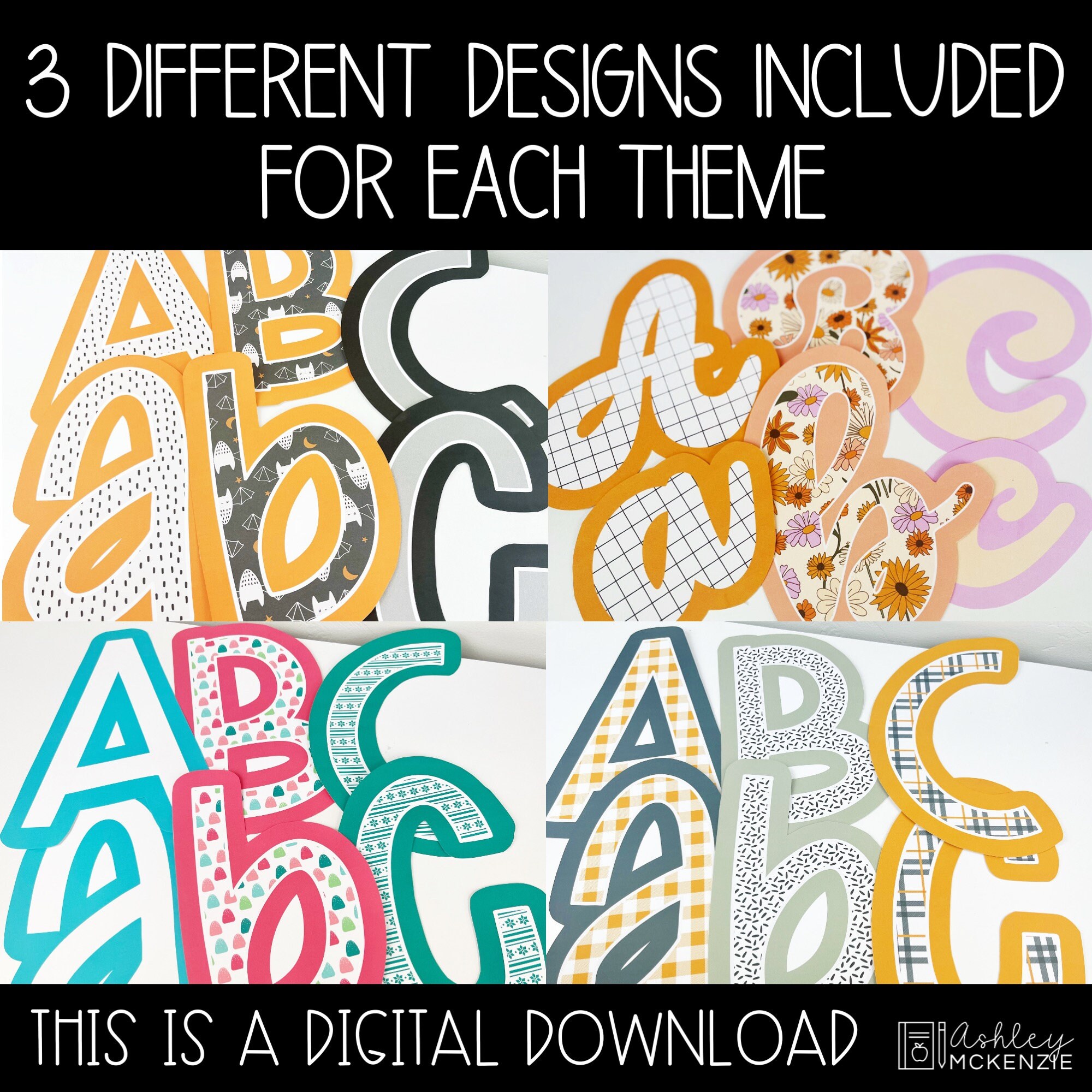Seasonal A-Z Bulletin Board Letters Bundle, Punctuation, and Numbers ...