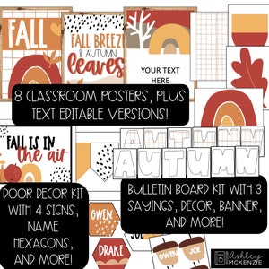 Boho Fall Classroom Decor, Bulletin Board Kit, Classroom Posters, Door ...