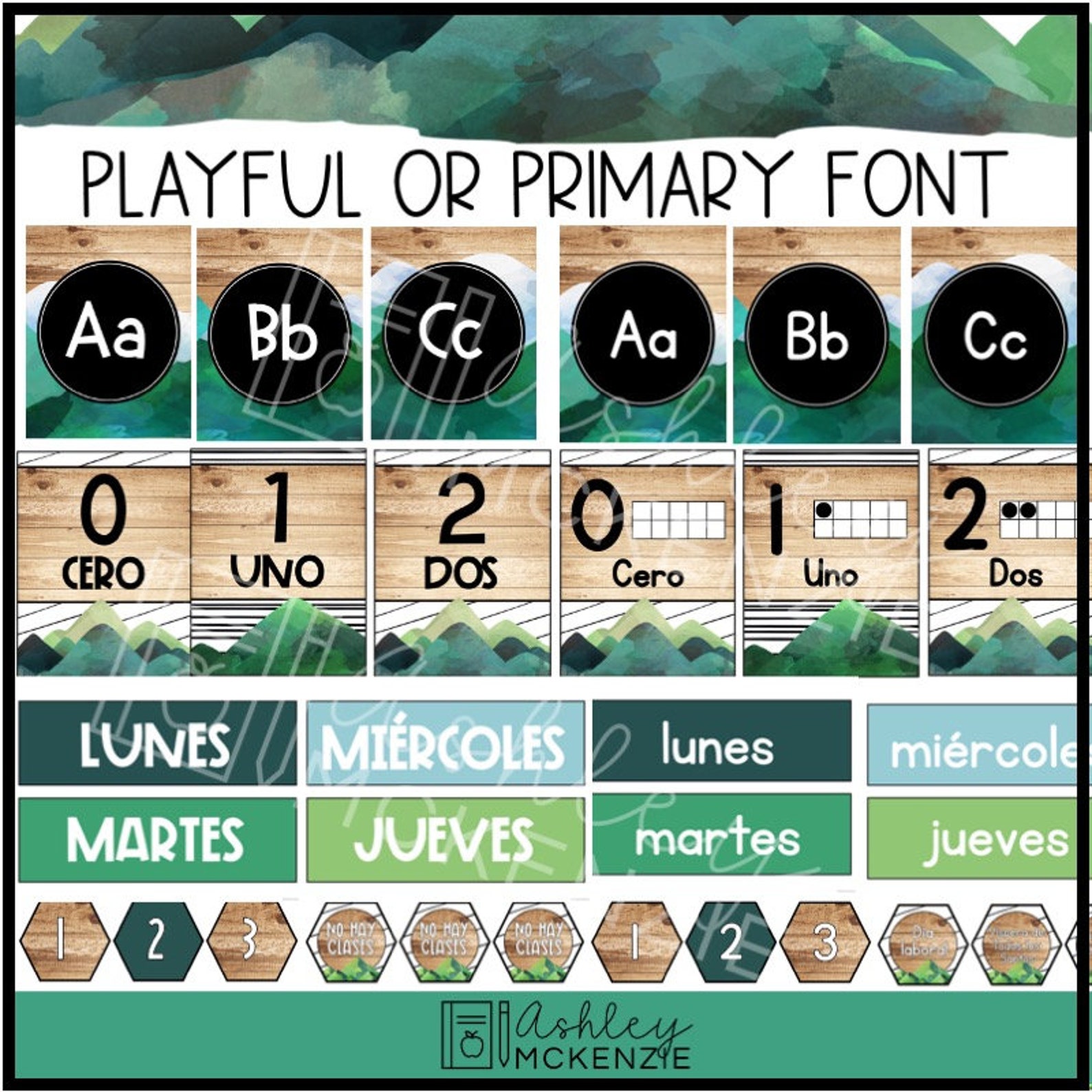 Spanish Scandi Mountains Classroom Decor Bundle Easy and - Etsy