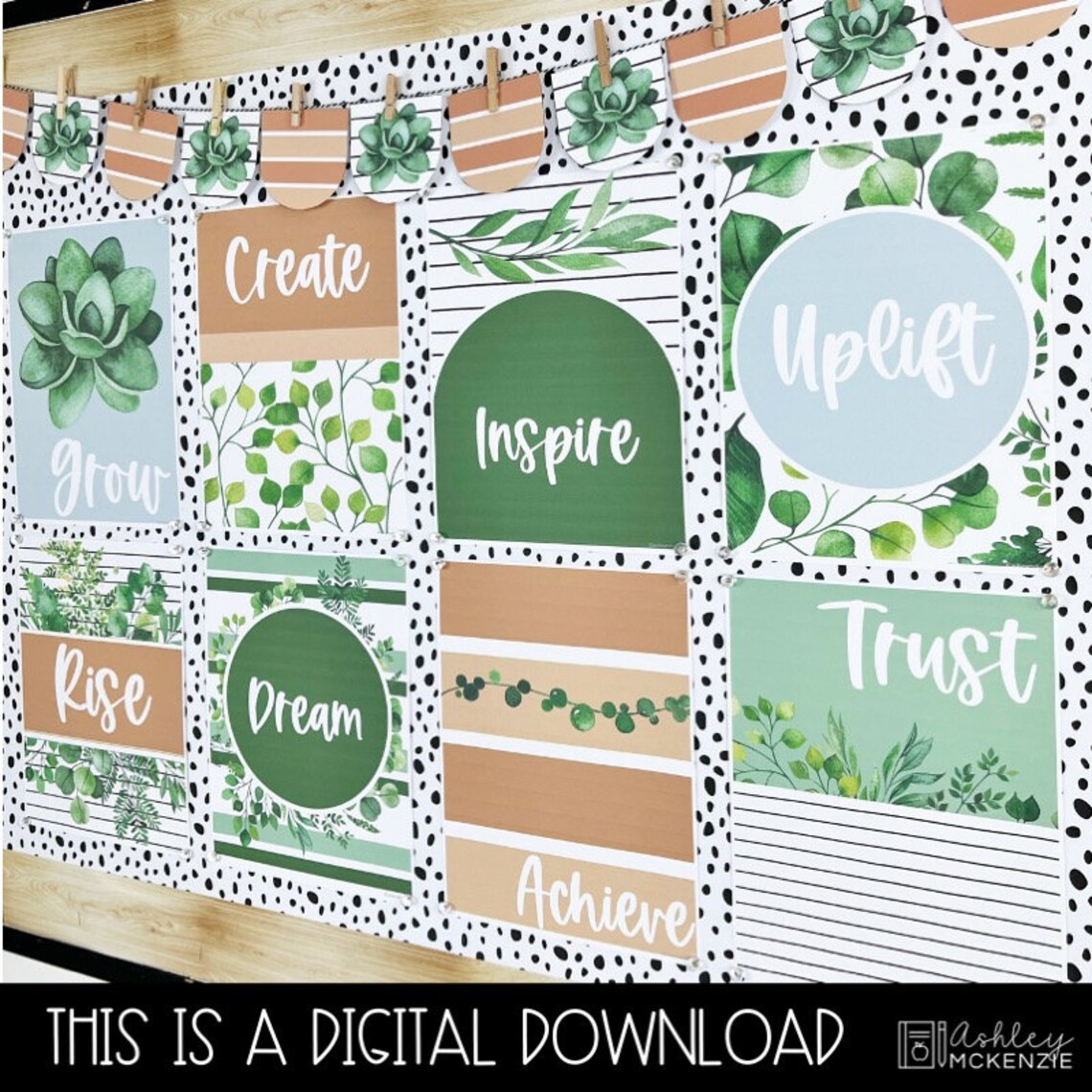 Modern Greenery Back to School Classroom Decor Bulletin Board - Etsy