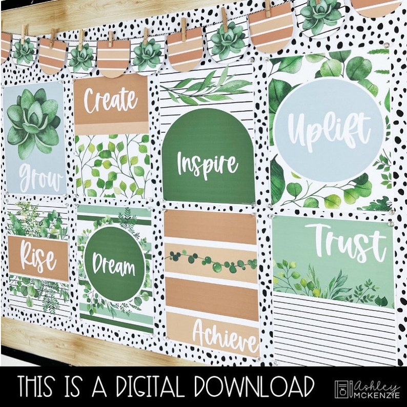 Modern Greenery Back to School Classroom Decor Bulletin Board - Etsy