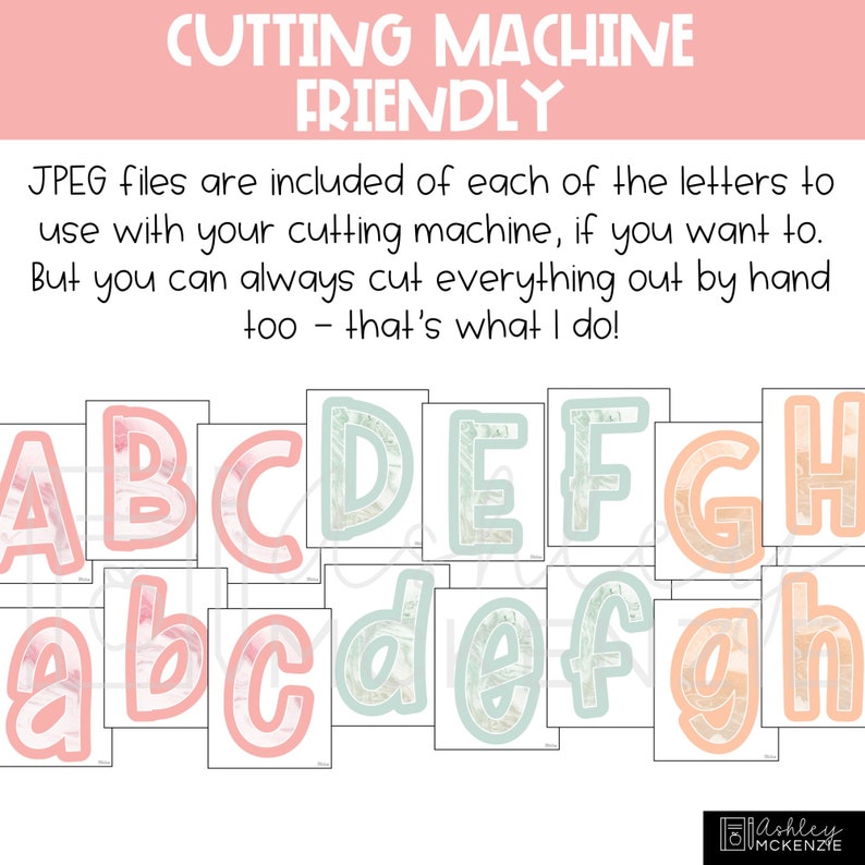 Marbled Pastel Classroom Decor, A-Z Bulletin Board Letters, Punctuation ...