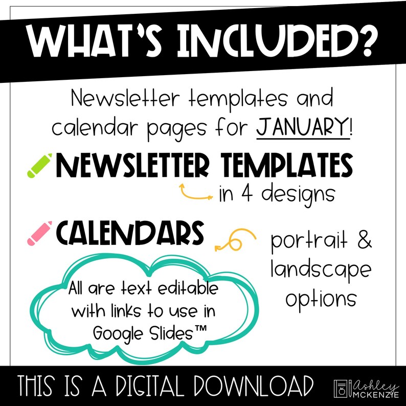 January Newsletter Template Editable Winter Newsletter and Monthly ...