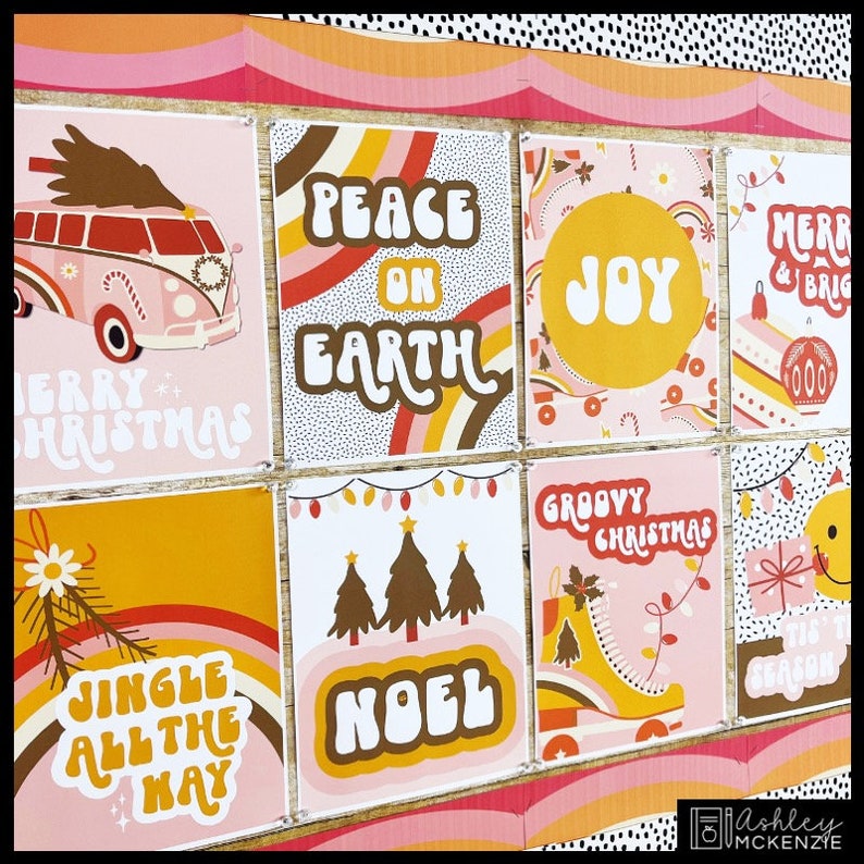 Christmas Retro Theme Classroom Posters Easy Holiday - Etsy