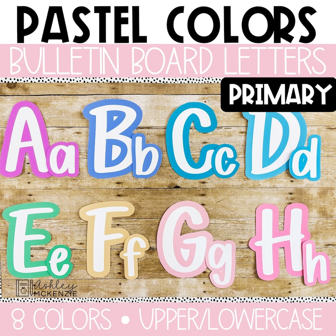 Pastel Colored Bulletin Board Letters With Punctuation and Numbers ...