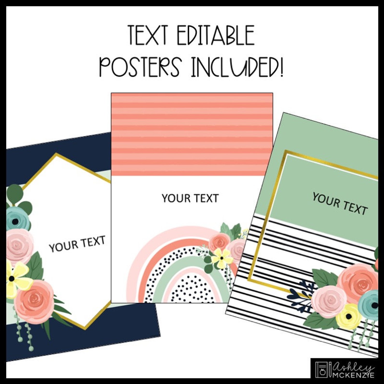 Boho Rainbow Flowers Classroom Posters Easy and Modern - Etsy