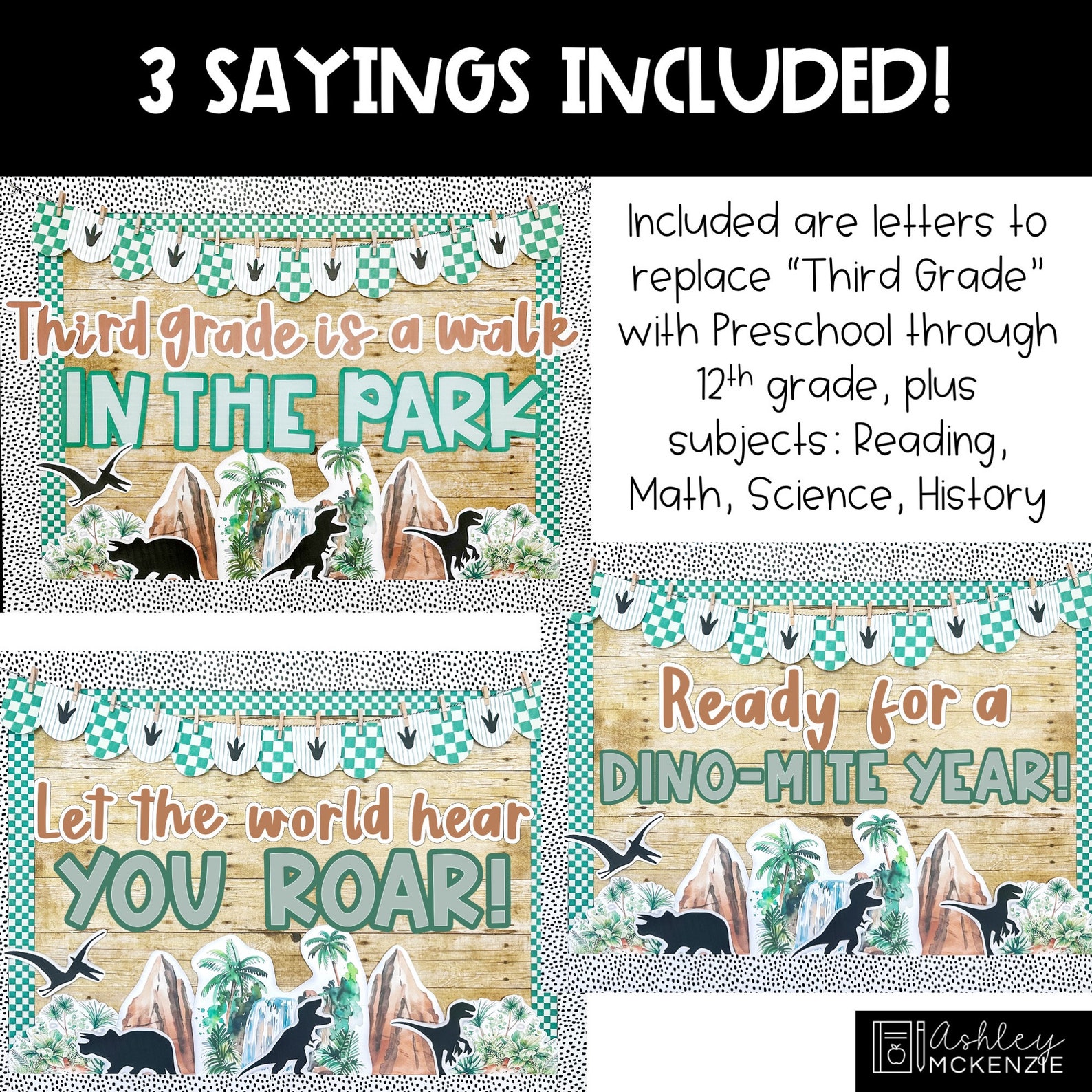 Modern Dinosaur Classroom Theme Back to School Bulletin Board Kit ...
