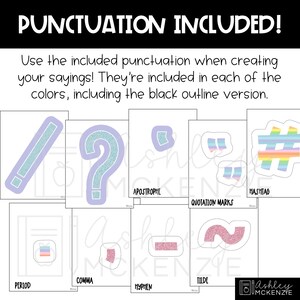 Pastel Sweets Classroom Decor, A-Z Bulletin Board Letters, Punctuation ...