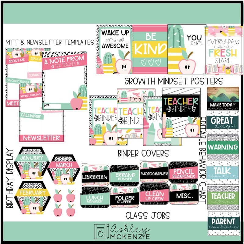 School Supplies Classroom Decor Bundle Modern Back to School Bulletin ...
