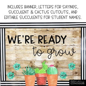 Watercolor Succulent Back to School Bulletin Board or Classroom Door ...