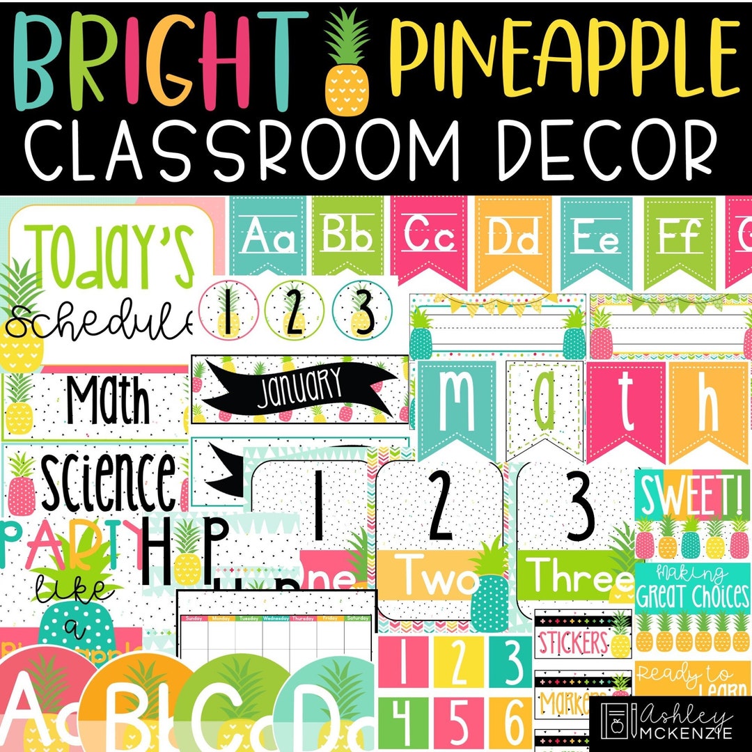 Bright Pineapple Classroom Decor Bundle, Easy and Modern Classroom ...
