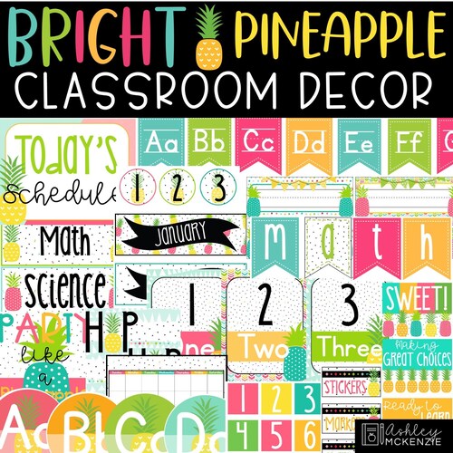 Bright Pineapple Classroom Decor Bundle Easy and Modern - Etsy
