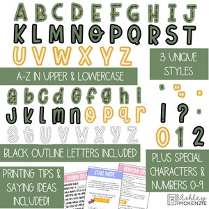 Modern Jungle Classroom Decor, A-Z Bulletin Board Letters, Punctuation ...