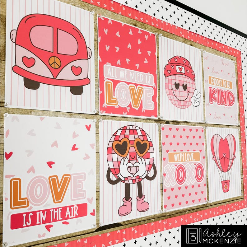 Valentine's Day Posters With Printable Bulletin Board Borders, February ...