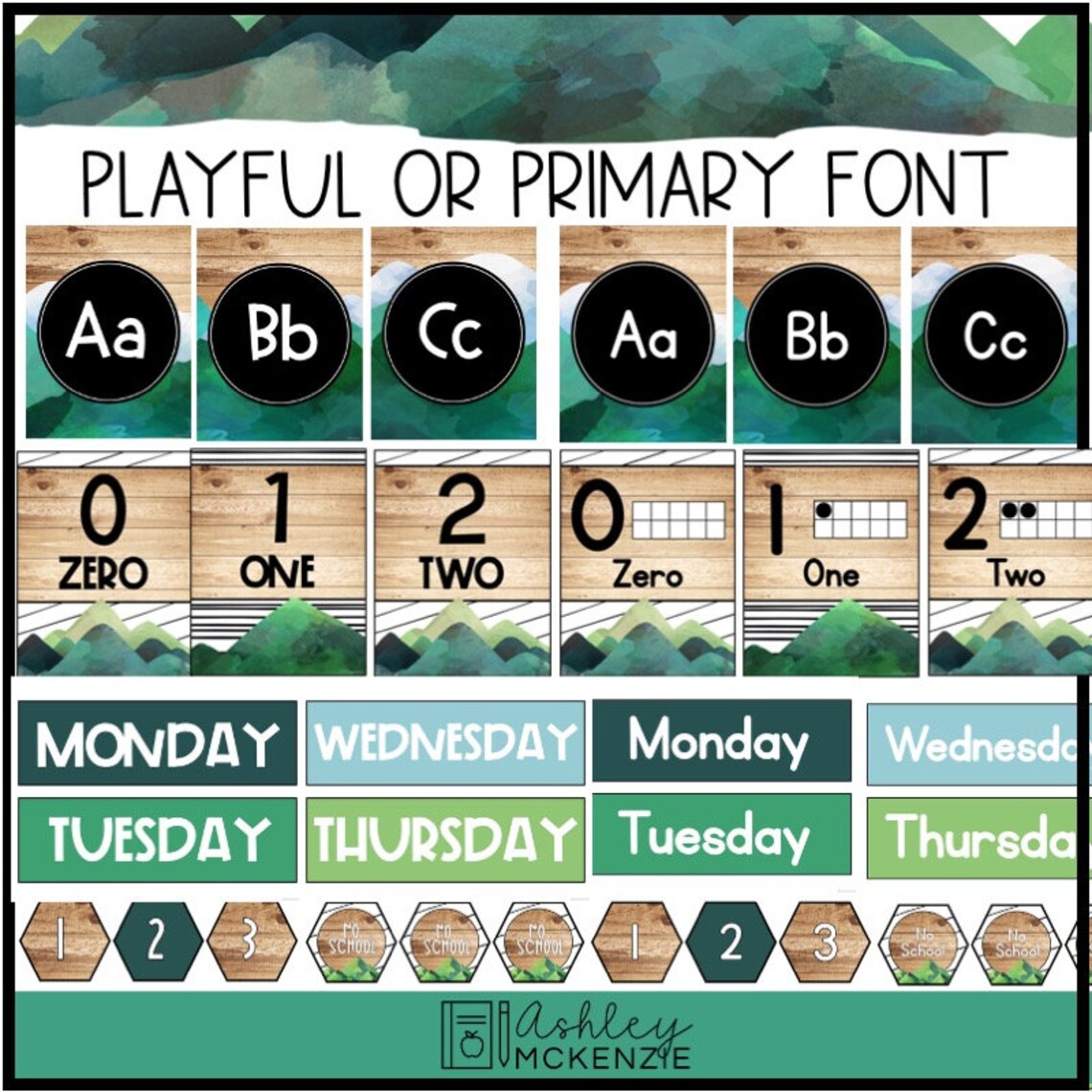 Scandi Mountains Classroom Decor Bundle Easy and Modern - Etsy