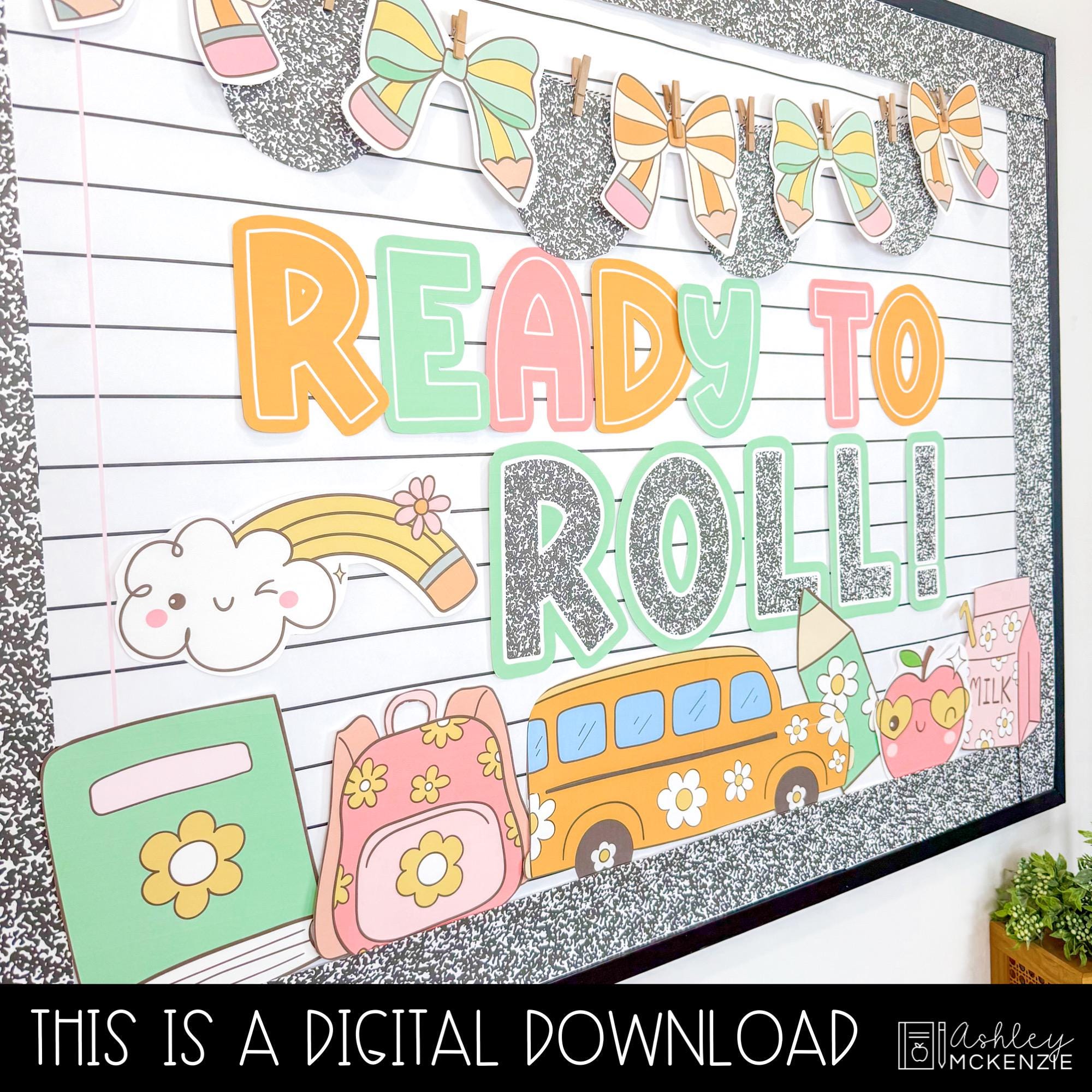 Ready to Roll Back to School Bulletin Board Idea Fall Door Decor ...