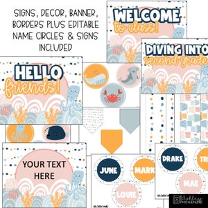 Boho Ocean Classroom Door Decor Kit, Back to School, Easy and Modern ...