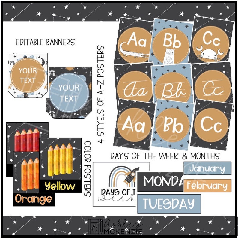 Space Classroom Decor Bundle Back to School Classroom Decorations Calm ...